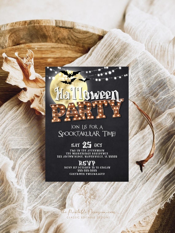 Halloween Party Invite Halloween Party Invitation Template Kids or ...