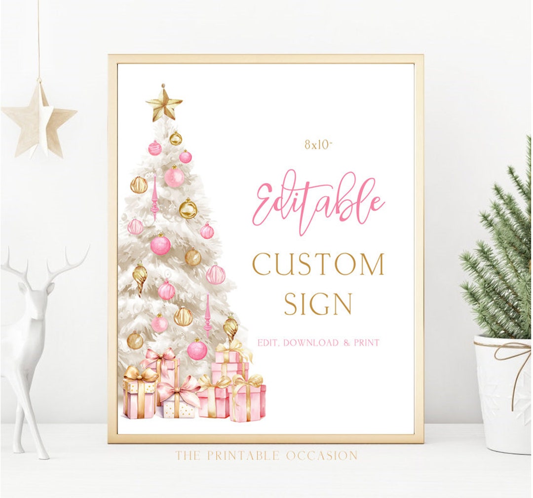 Editable Christmas Custom Sign, Printable Christmas Tree Sign Template ...