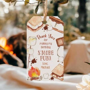 Smores Thank You Tags Template Editable Kids Birthday Smore Favor Tags ...