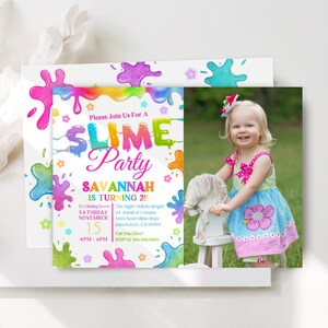 Editable Slime Party Birthday Invitation Template, Customizable DIY ...
