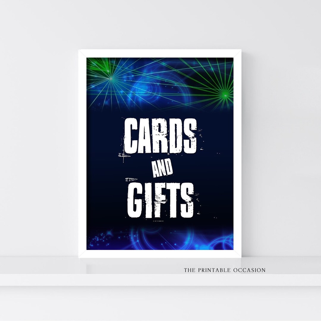 Glow Party Laser Tag Cards and Gifts Sign Printable Laser Tag 'cards ...