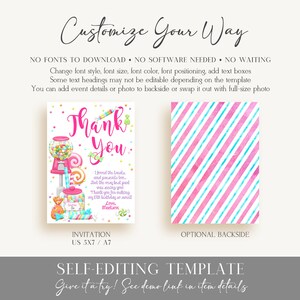 Editable Sweet Shoppe Thank You Card, Candy Thank You Card SW1 - Etsy