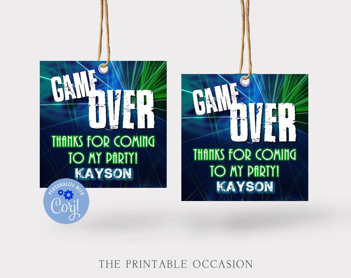 EDITABLE Laser Tag Gift Tags 3 or 4 Laser Tag | Etsy