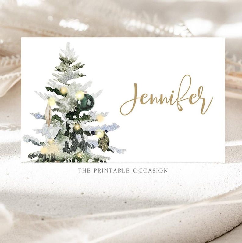 Christmas Dinner Place Card Template Editable Christmas Place Card ...