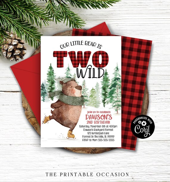 ANY AGE Editable Lumberjack Birthday Invitation Rustic Woodland ...
