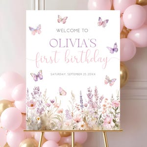 Butterfly Welcome Sign Printable Flowers and Butterflies Birthday ...