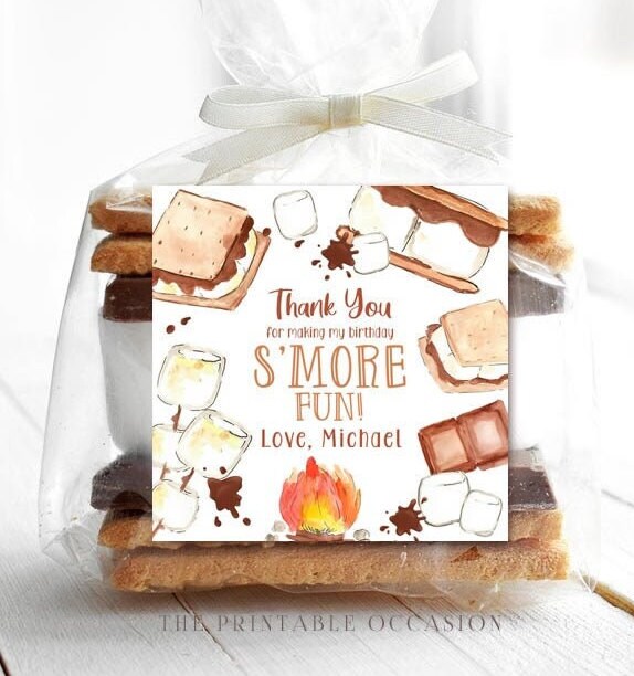 Editable Smores Birthday Thank You Tags Smore Favor Tags Smore Fun ...