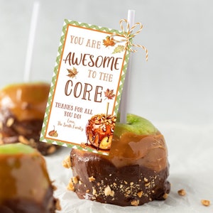 You Are Awesome to the Core Treat Tags Caramel Apple Favor Tags Caramel ...