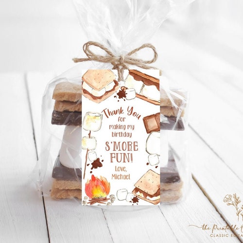 Editable Smores Birthday Thank You Tags Smore Favor Tags Smore - Etsy