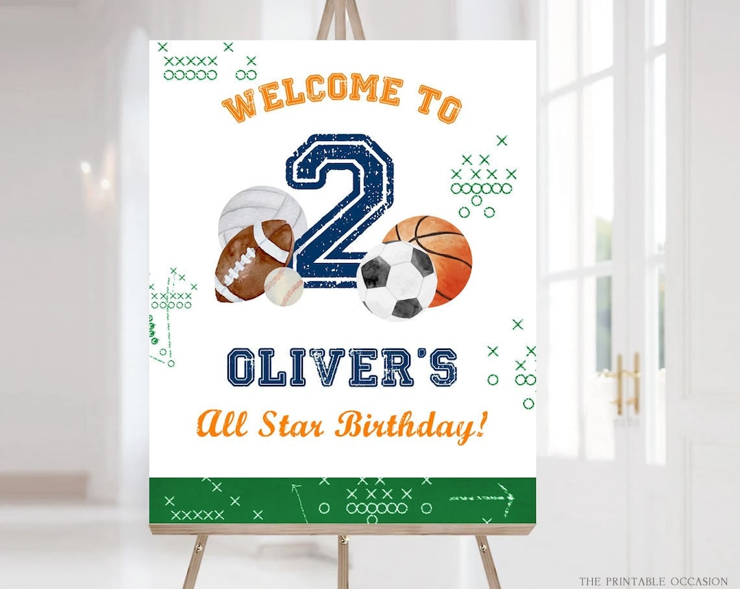 Sports Birthday Welcome Sign Template Printable Sports Birthday Party ...