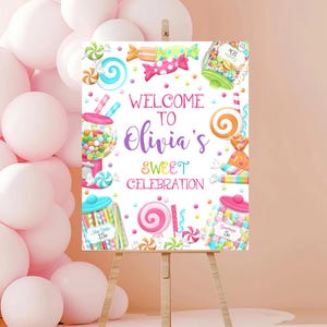 Sweet Shoppe Birthday Welcome Sign Editable Sweet Candy Party Welcome ...
