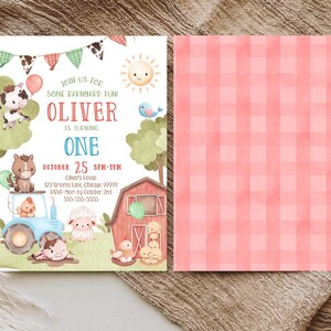 Editable Farm Animal 1st Birthday Invitation Boy Farm First Birthday ...