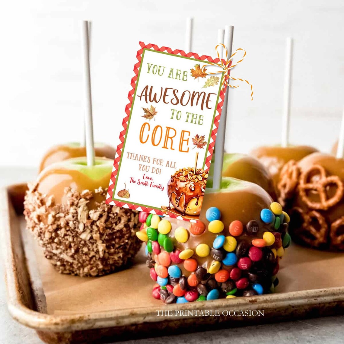 You Are Awesome to the Core Favor Tags, Caramel Apple Treat Tags ...