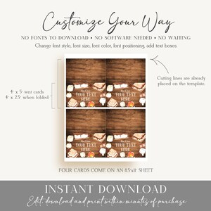 Smores Food Labels Editable Smores Food Tent Cards Printable Place ...