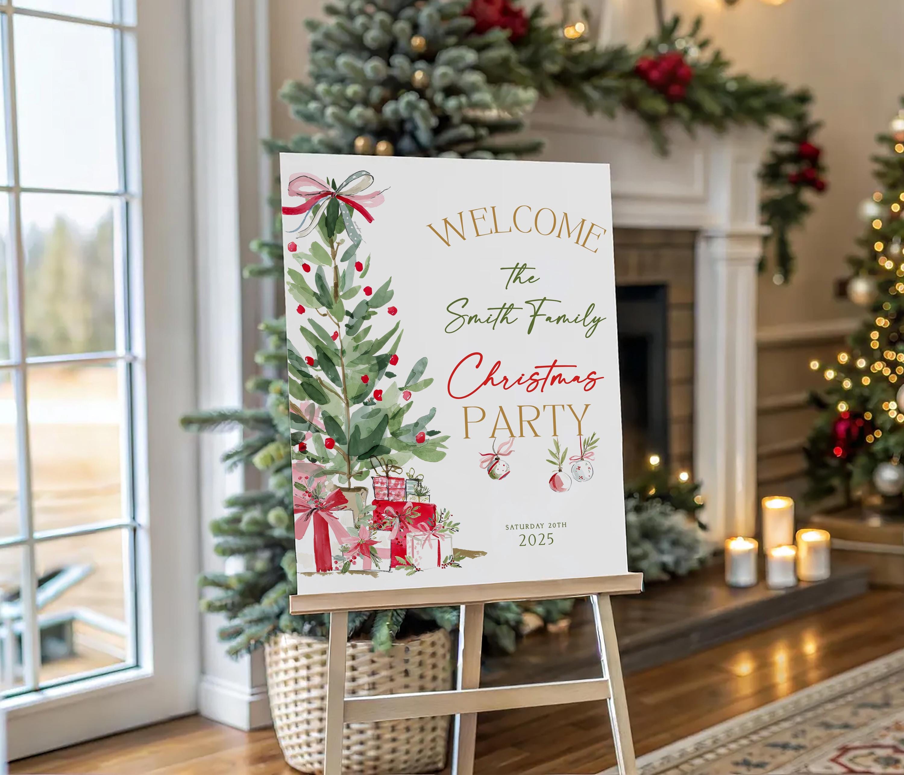 Christmas Welcome Sign Template Editable Holiday Party Welcome Poster ...