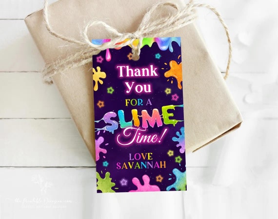 Editable Slime Gift Tag Printable Glow Slime Thank You Gift Tag Girl's ...