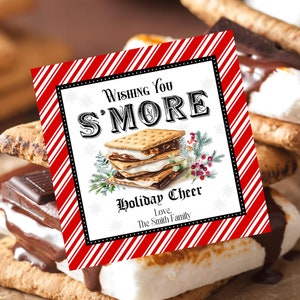 S'more Christmas Tag Printable S'mores Candy Cane Gift Tag S'more ...