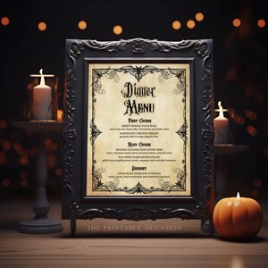 Vintage Halloween Menu Template Editable Antique Bats Halloween Dinner ...