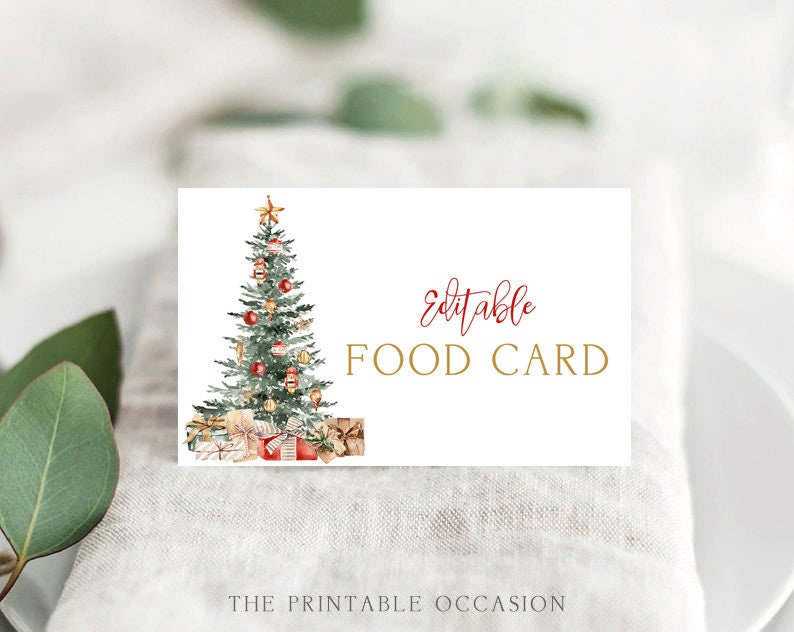 Editable Christmas Buffet Labels Printable Holiday Food Cards - Etsy