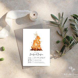 Bonfire Party Invitation Template Bonfire Birthday Party - Etsy