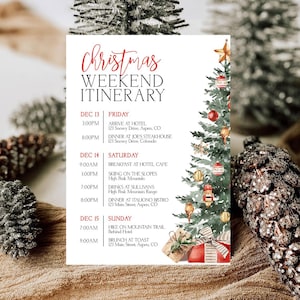 Christmas Itinerary Template Printable Holiday Itinerary Schedule ...