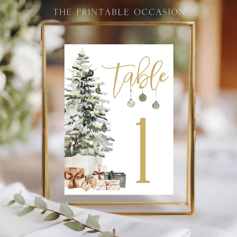 Christmas Party Table Numbers Template Christmas Wedding Dinner Table ...