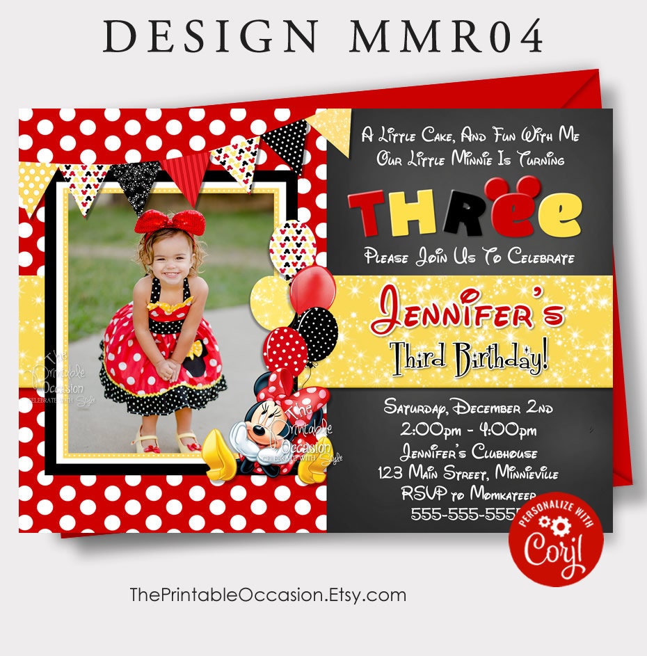 EDITABLE Red Minnie Mouse invitation Instant Download | Etsy