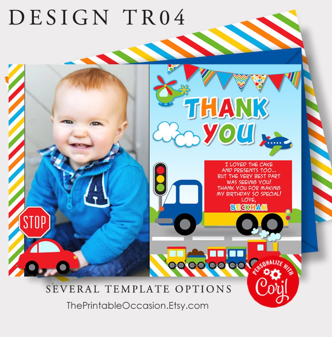 EDITABLE Transportation Thank You Card, Transportation Photo Thank You ...