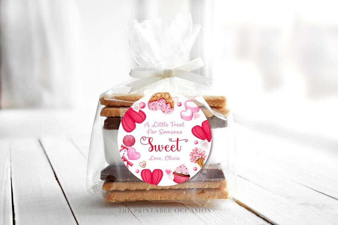 EDITABLE Valentine Sweet Treat Favor Tag Hearts Treat Bag Tag Baby ...