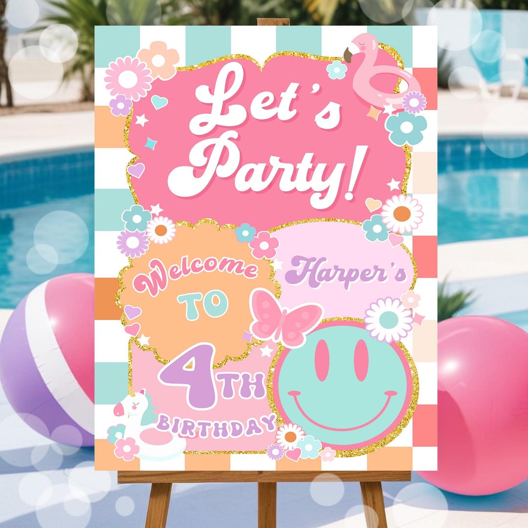 Groovy Birthday Welcome Sign Retro Groovy Peace Out Welcome Poster Girl ...