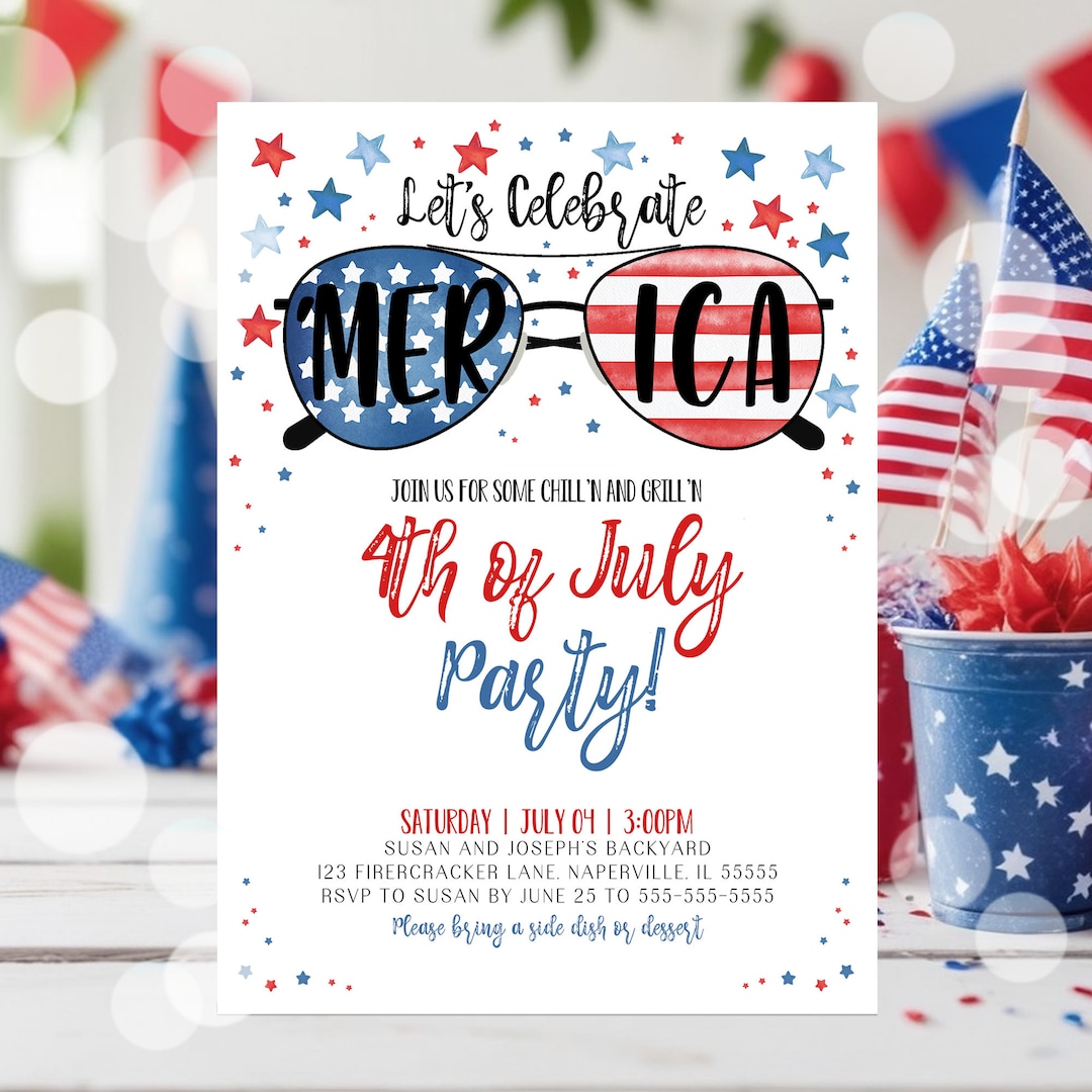 EDITABLE 4th of July Invitation Template Printable Fourth of July ...