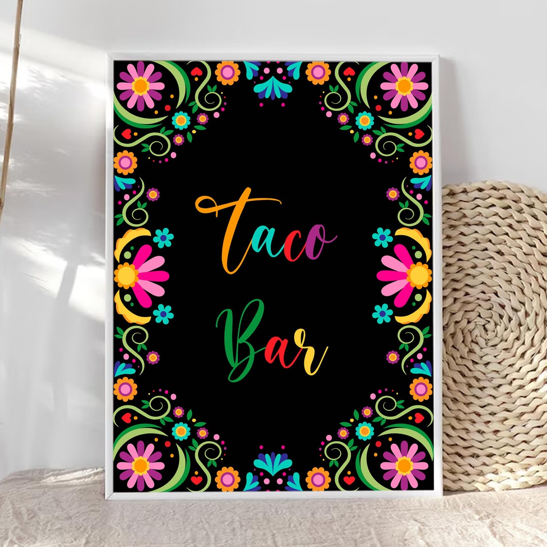 Fiesta Taco Bar Sign Fiesta Theme Bridal Shower Baby Shower Decor ...