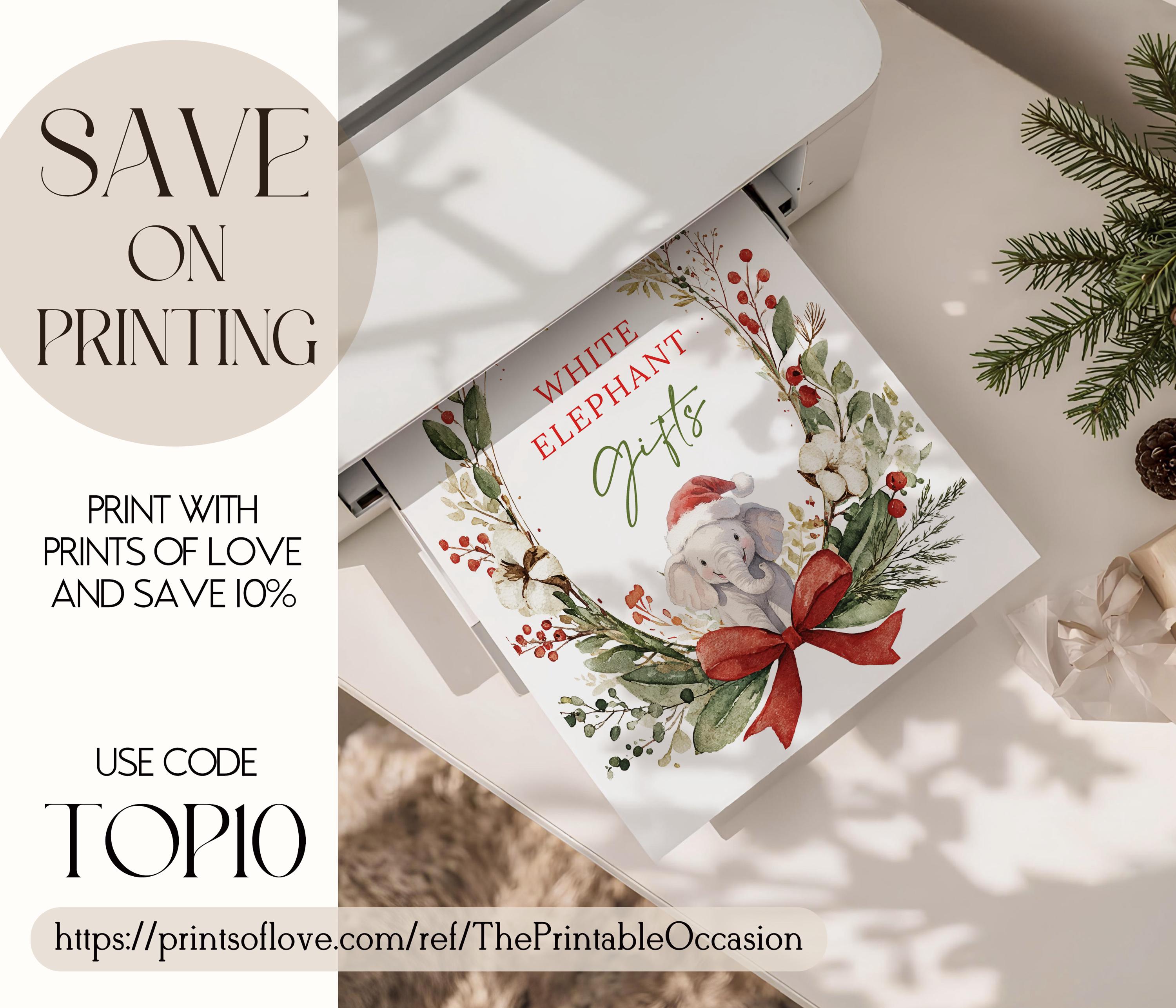 Editable White Elephant Gift Table Sign Christmas Party Sign Printable ...