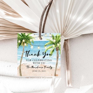 Beach Favor Tag Template, Beach Wedding Tags Printable, Beach Tag ...