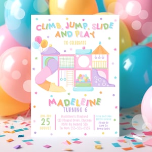 Playground Birthday Party Invitation Editable Pastel Jungle Gym Party ...