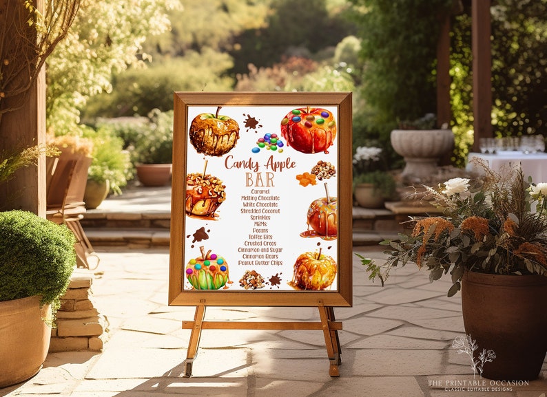 Editable Caramel Apple Bar Sign Candy Apple Bar Sign Caramel Apple Bar ...