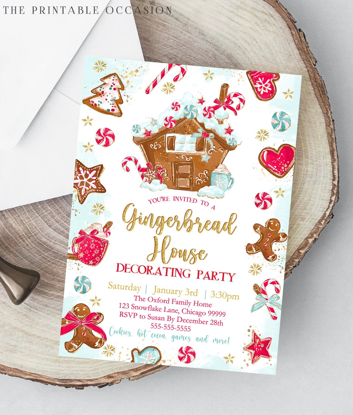 EDITABLE Gingerbread House Decorating Party Invitation - Etsy