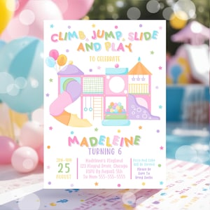 Playground Birthday Party Invitation Editable Pastel Jungle Gym Party ...