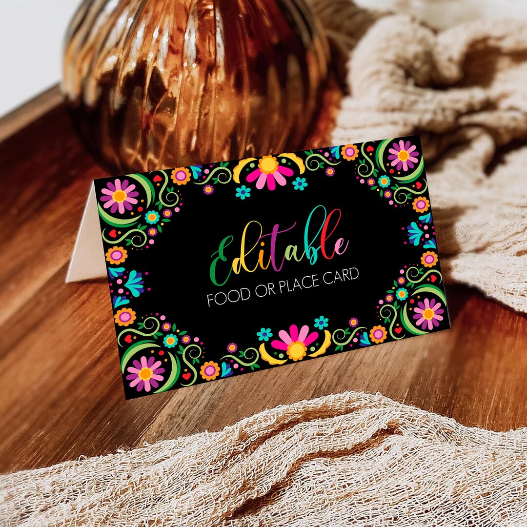 Fiesta Place Card Template, Mexico Themed Wedding Place Card Printable ...