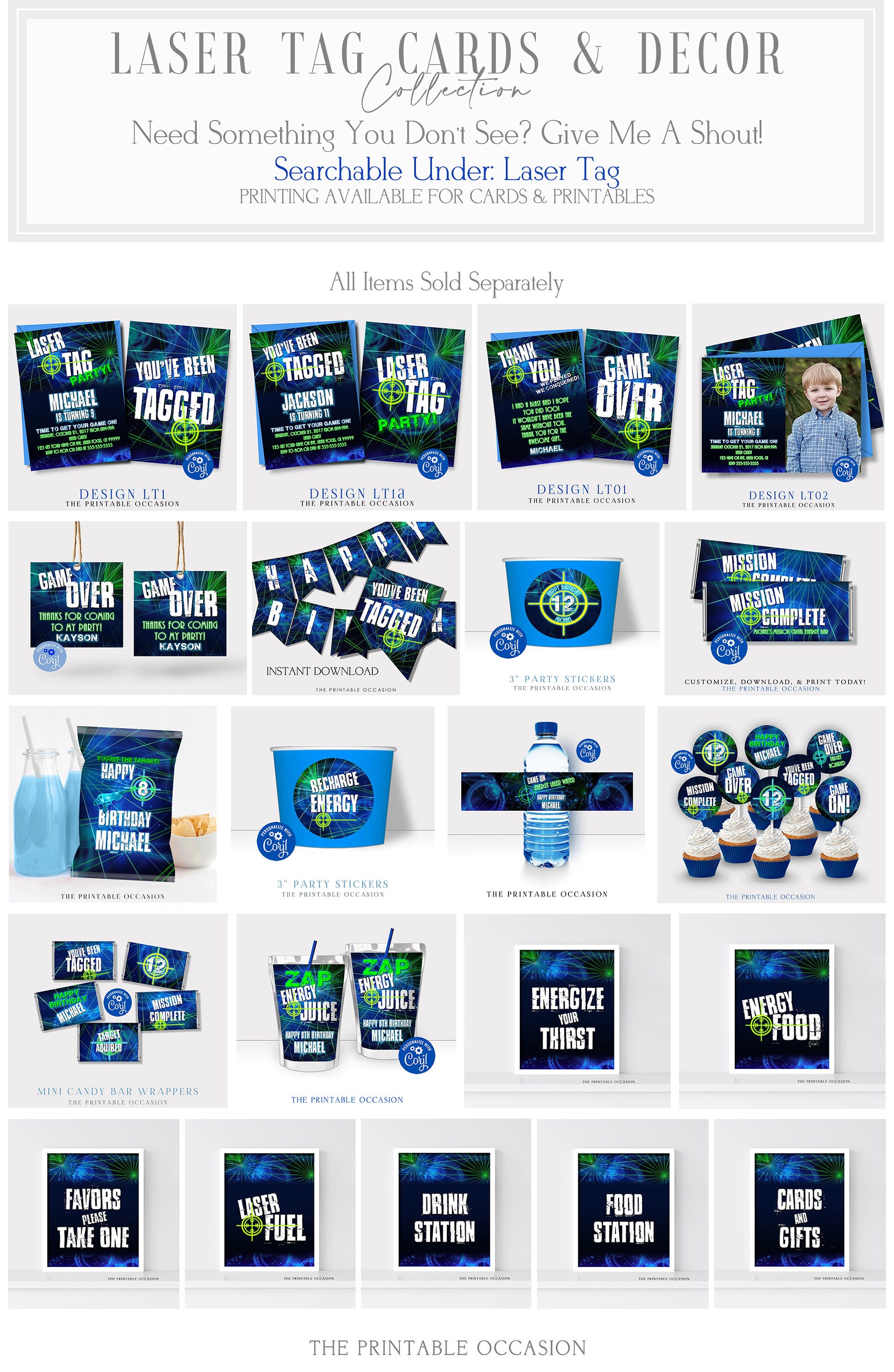 EDITABLE Laser Tag Gift Tags 3 or 4 Laser Tag | Etsy