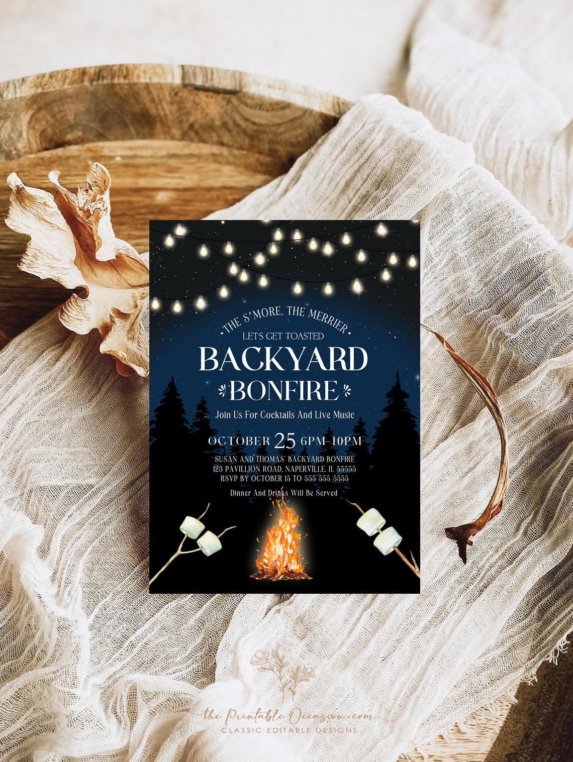 Editable Bonfire Party Invitation Template Bonfire Birthday - Etsy