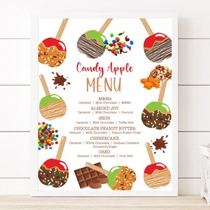 Editable Caramel Apple Bar Menu Sign Candy Apple Bar Sign Caramel Apple ...