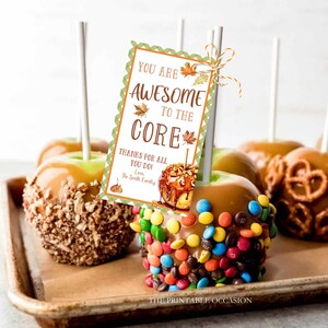 You Are Awesome to the Core Treat Tags Caramel Apple Favor Tags Caramel ...