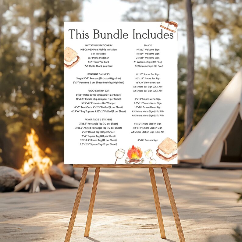 Smores Birthday Invitation Bundle Boys Smores Invitation Template ...