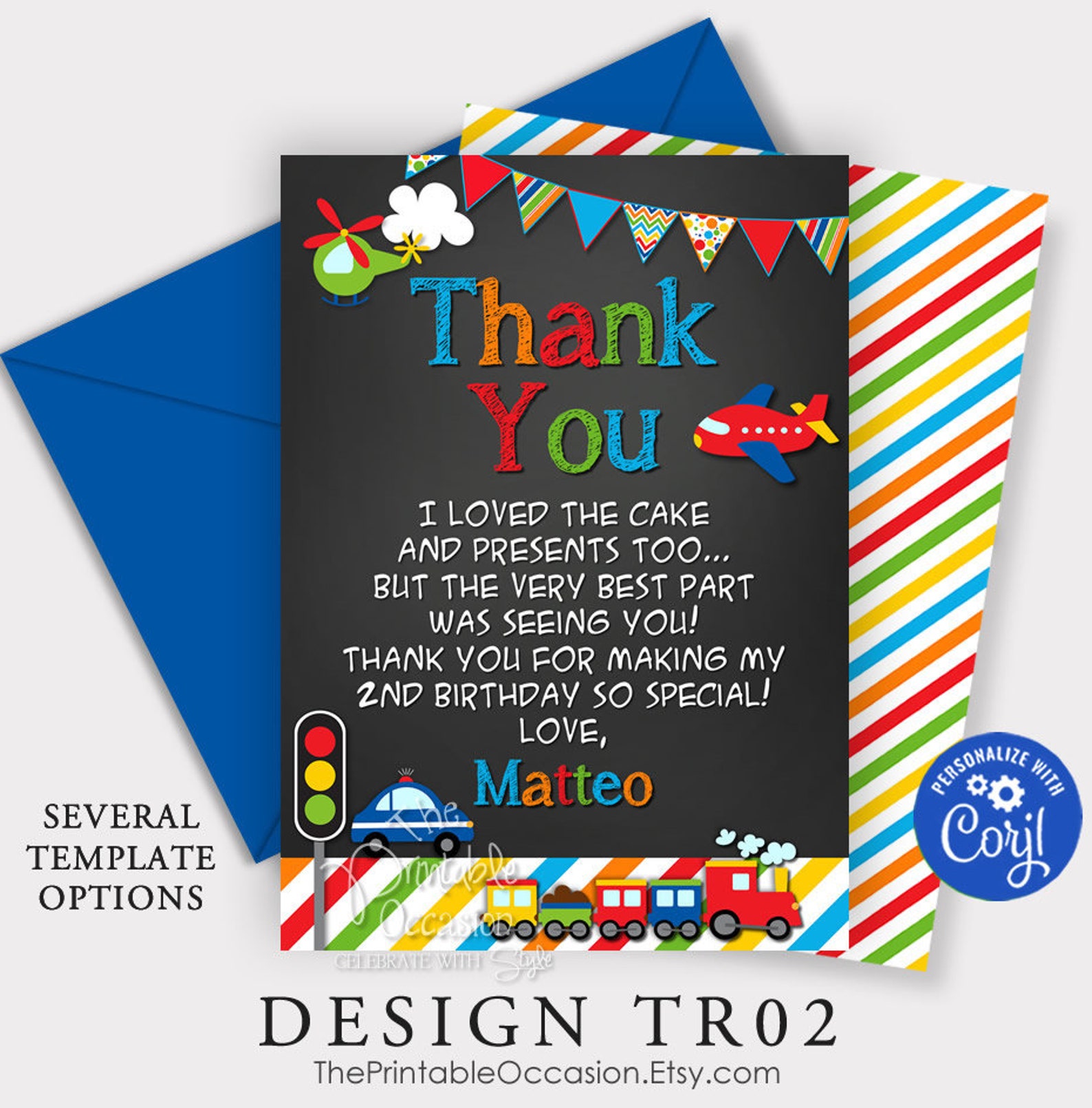 EDITABLE Transportation Thank You Card Transportation - Etsy