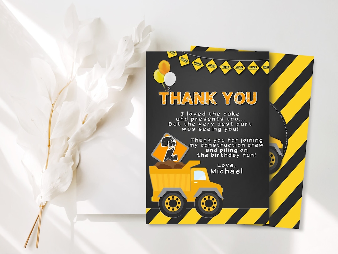 EDITABLE Construction Thank You Card Construction Thank You Template ...