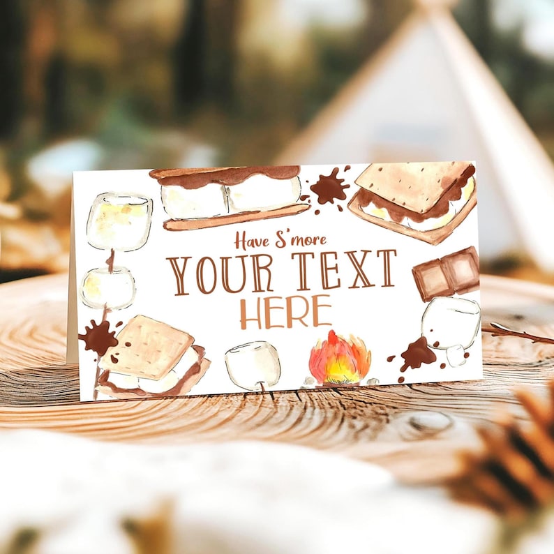 Smores Food Tents Editable Smores Food Tents Cards Birthday Baby Shower ...