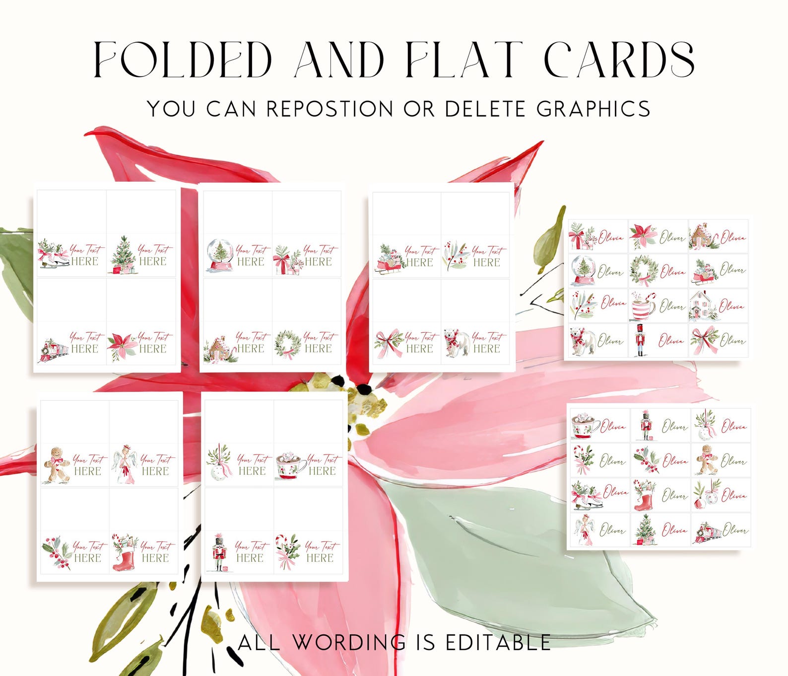 Editable Christmas Place Cards Template Holiday Buffet Food Tent Cards ...