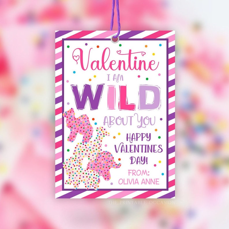 Animal Cookie Valentine's Day Printable Card Tag Circus Valentine Wild ...
