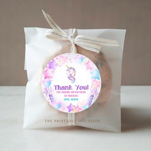 Editable Unicorn Favor Tags Magical Birthday Thank You Tags Label ...